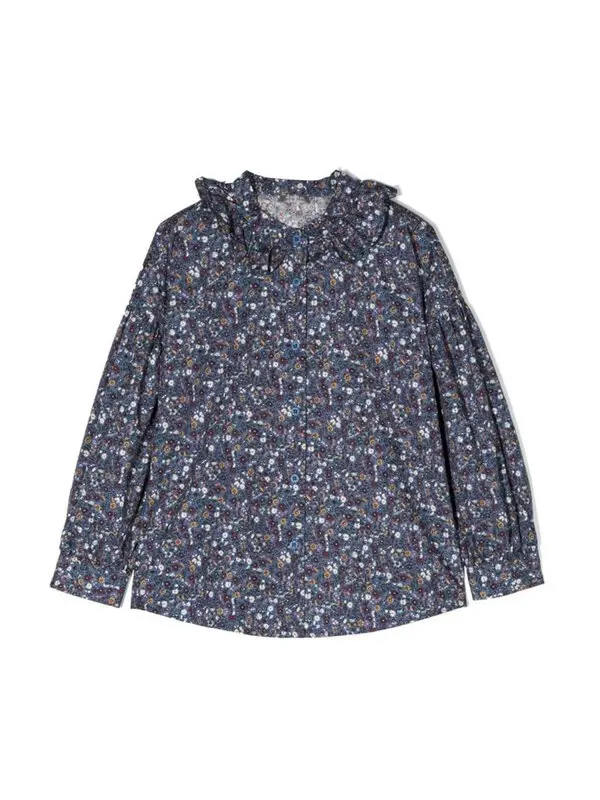 IL GUFO Mini Floral Ruffle Collar Shirt - Multicolour