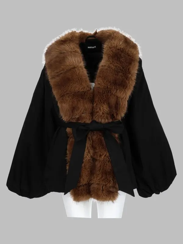 ROTATE BY BIRGER CHRISTENSEN Faux Fur Trimmed Jacket