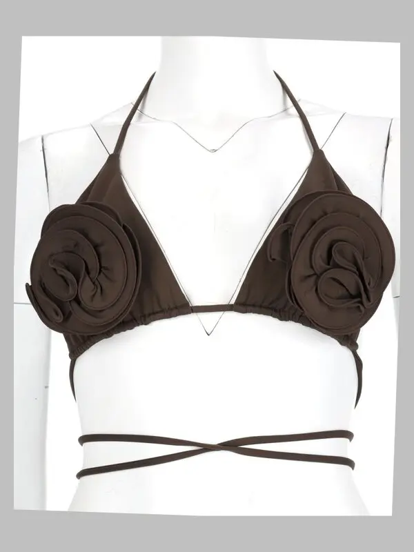 Magda Butrym Halterneck Bikini Top With Embellished Cups - Brown