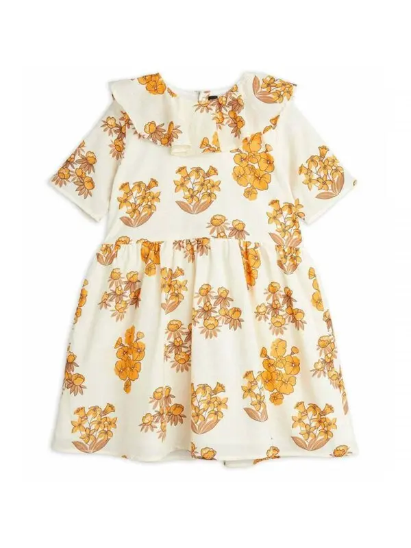MINI RODINI Floral Woven Short Sleeve Dress