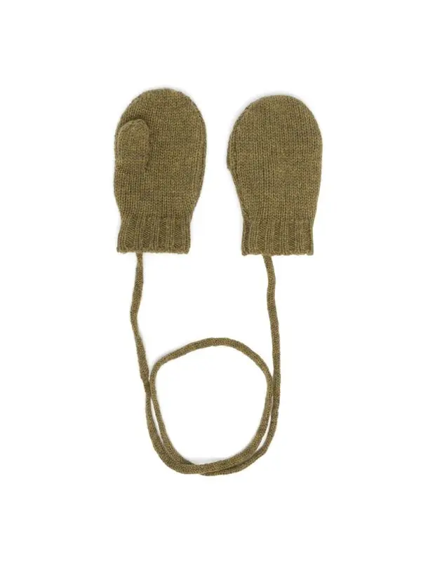 Bonpoint Baby Wool Mittens With Cord - Brown