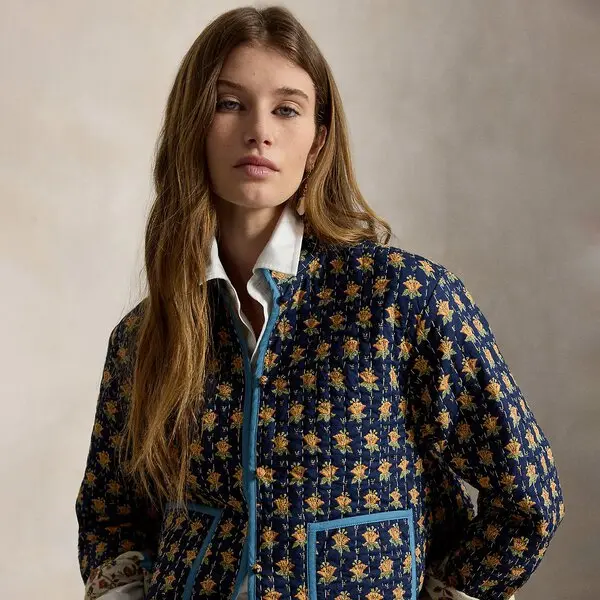 Ralph Lauren Reversible Quilted Cotton Jacket - Navy Multi