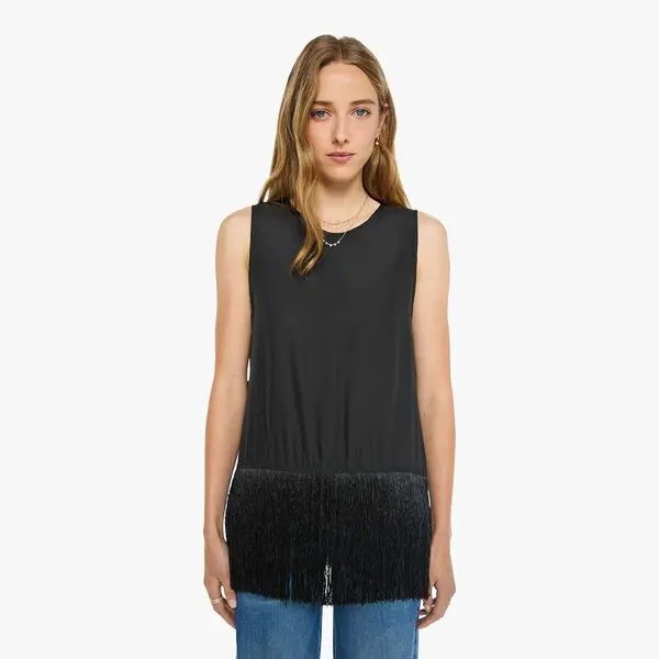 Natalie Martin Silk Fringe Top - Black