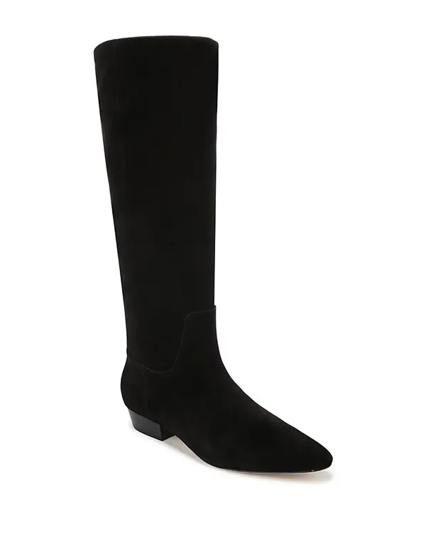 Vince Margaretii Leather Knee High Boots - Black Leather