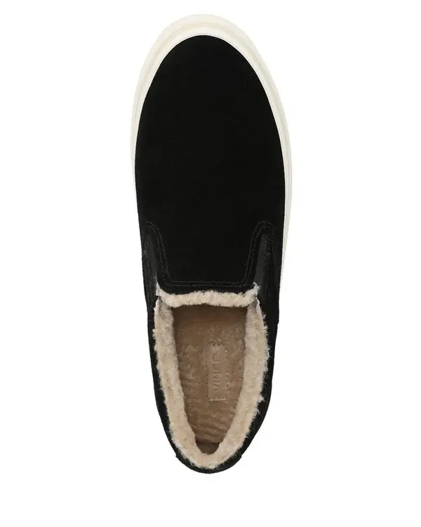 Vince Blair Shearling Slip-on Sneakers - Black Soft Leather
