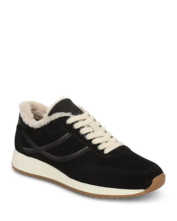 Vince Santa Monica Shearling Sneakers - Black Soft Leather