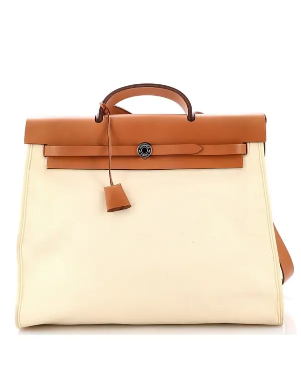 Hermès 39 Herbag Zip Leather And Toile - Neutral