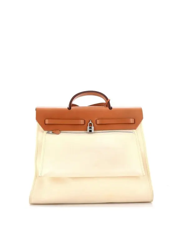 Hermès 39 Herbag Zip Leather And Toile