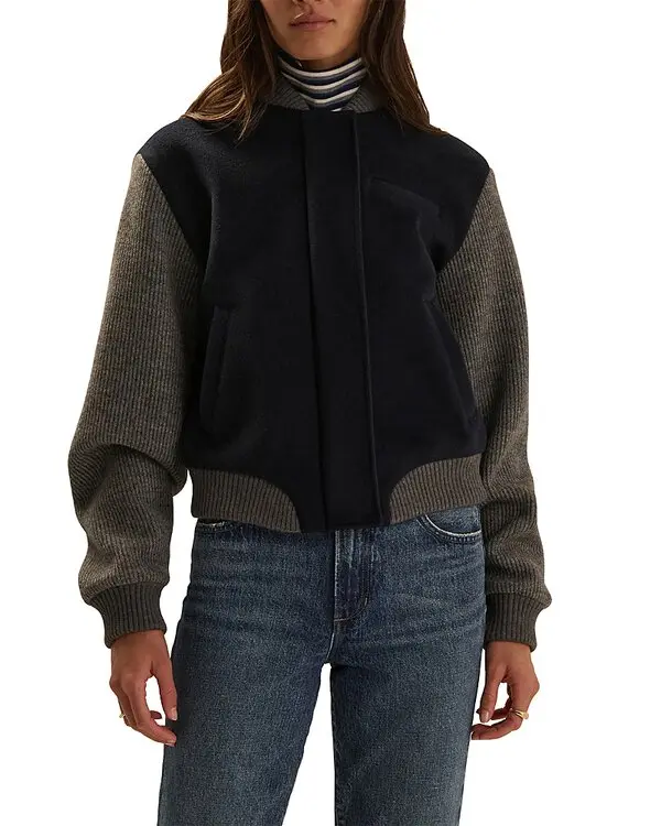 FAVORITE DAUGHTER The Studio Bomber Jacket - Navy Grey