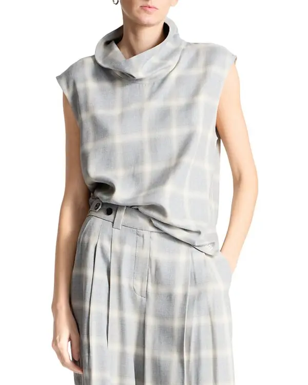 SAINT ART Nyra Funnel Neck Top - Grey/white