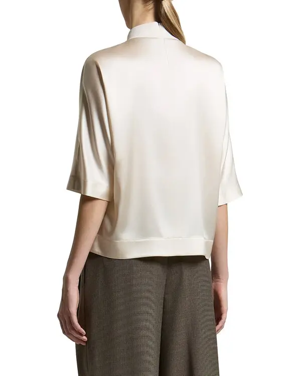 Peserico Silk Stretch Mock Neck Top