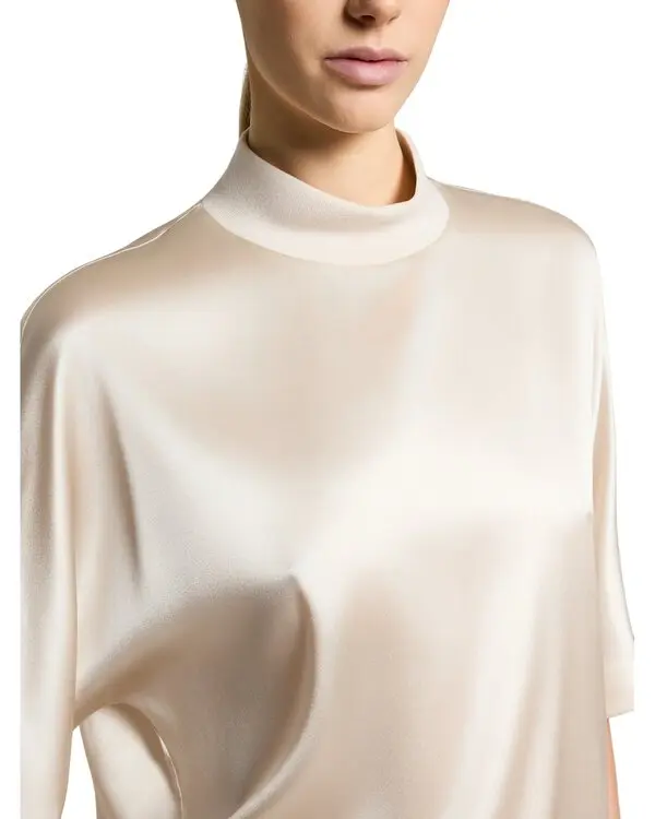 Peserico Silk Stretch Mock Neck Top