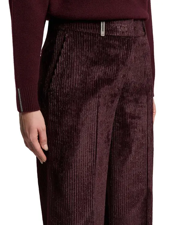 Peserico Wet Effect Corduroy Palazzo Pants