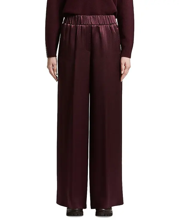 Peserico Textured Satin Wide Leg Pants - Bordeaux Red