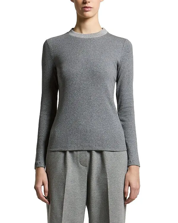 Peserico Cotton Stretch Micro Rib Top - Mercury Grey
