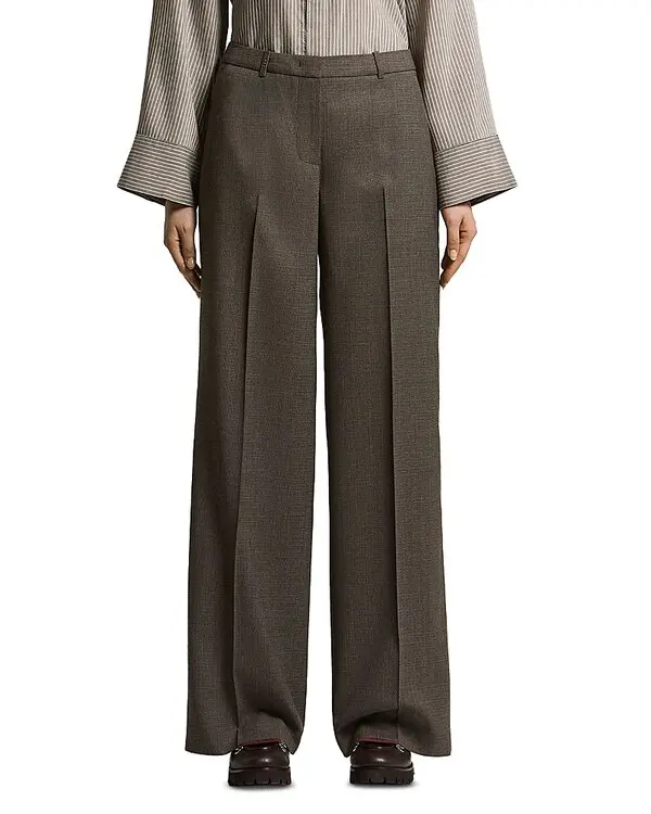 Peserico Micro Pattern Flannel Palazzo Pants - Deep Brown