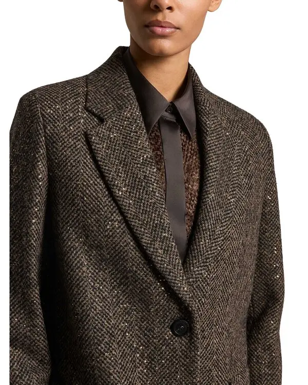 Peserico Wool Blend Sequin Herringbone Blazer