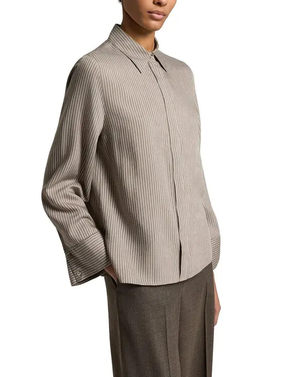 Peserico Printed Melange Leaf Collar Shirt