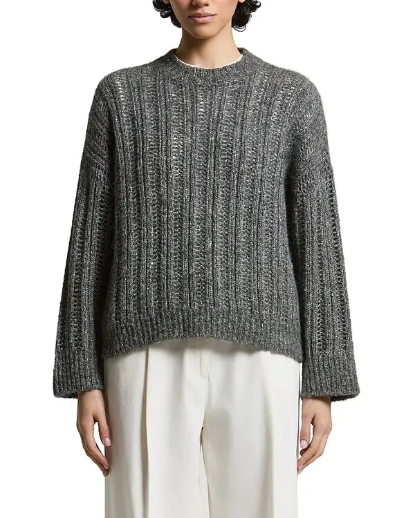 Peserico Rib Knit Crewneck Sweater - Mercury Grey