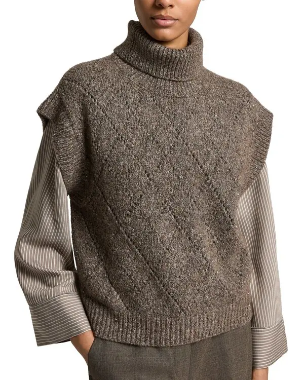 Peserico Micro Sequin Rib Knit Turtleneck Sweater