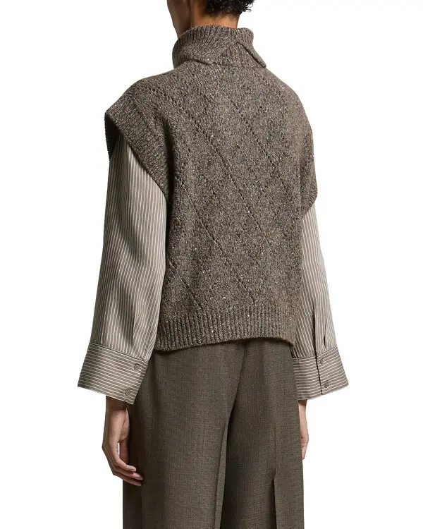 Peserico Micro Sequin Rib Knit Turtleneck Sweater