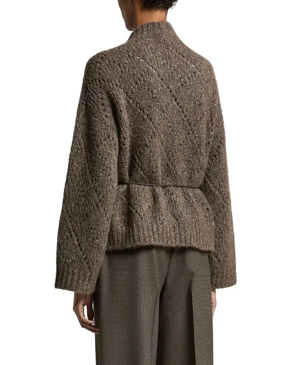 Peserico Knitted Open Front Sweater With Belt