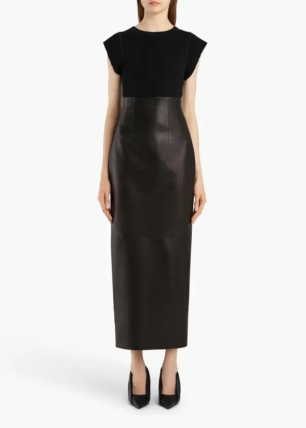 Khaite Loxley Leather Pencil Skirt