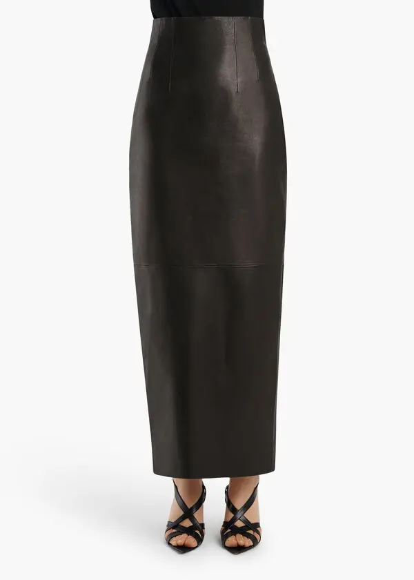 Khaite Loxley Leather Pencil Skirt