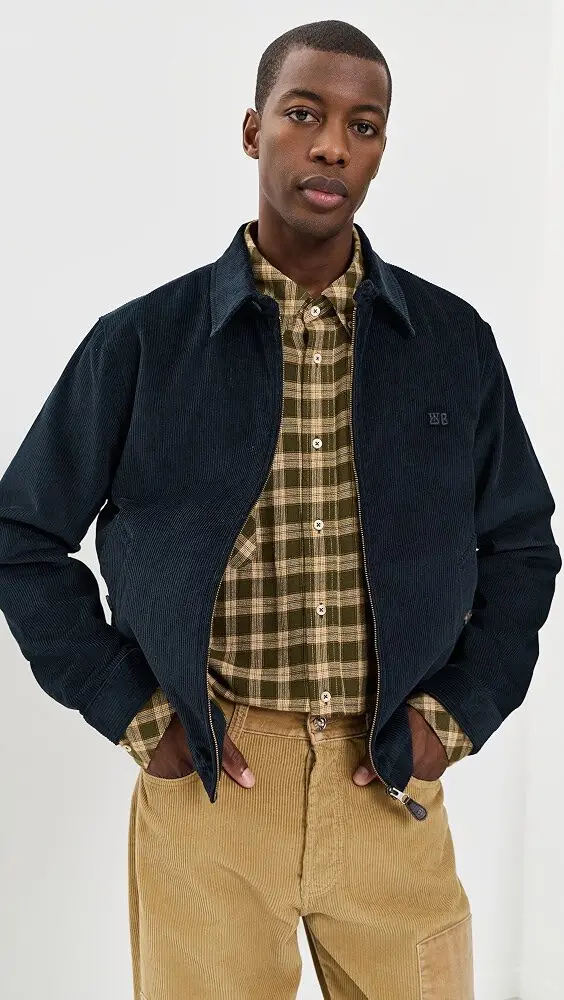 WALES BONNER Drew Corduroy Zip-up Jacket - Navy