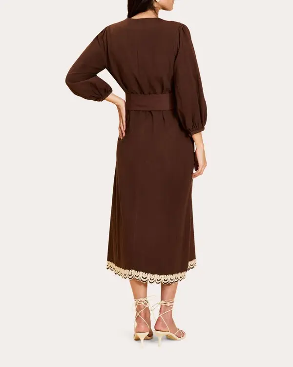 Mestiza New York Embroidered Button-front Midi Dress