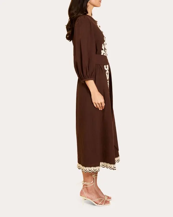 Mestiza New York Embroidered Button-front Midi Dress