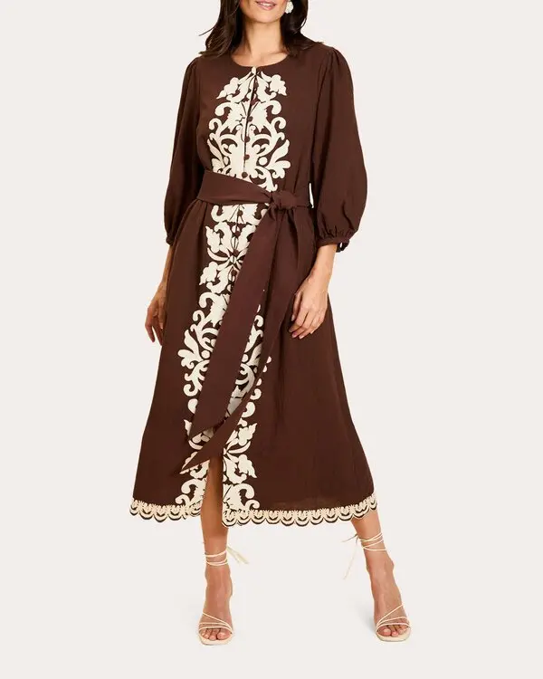 Mestiza New York Embroidered Button-front Midi Dress