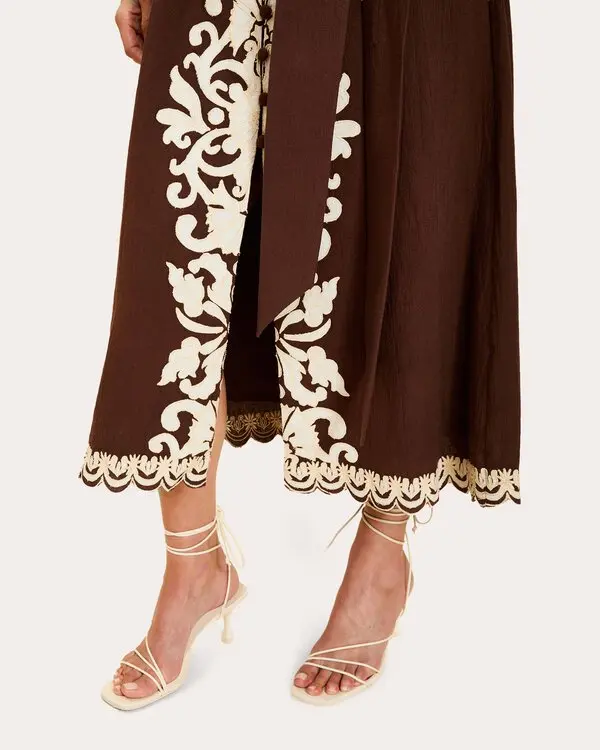Mestiza New York Embroidered Button-front Midi Dress
