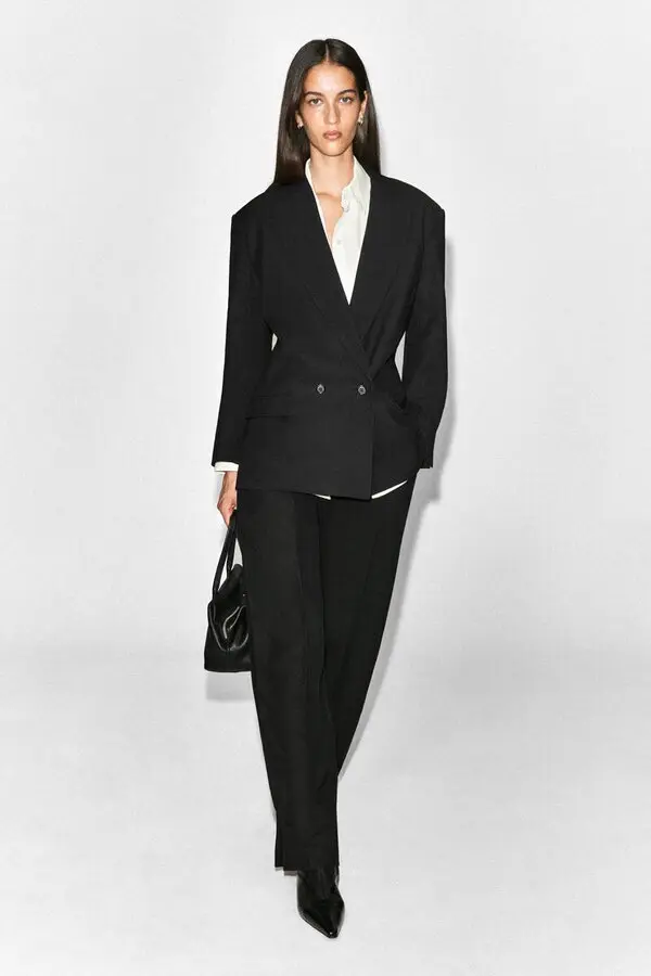 Cos Pleated Panel Straight-leg Wool Blend Trousers