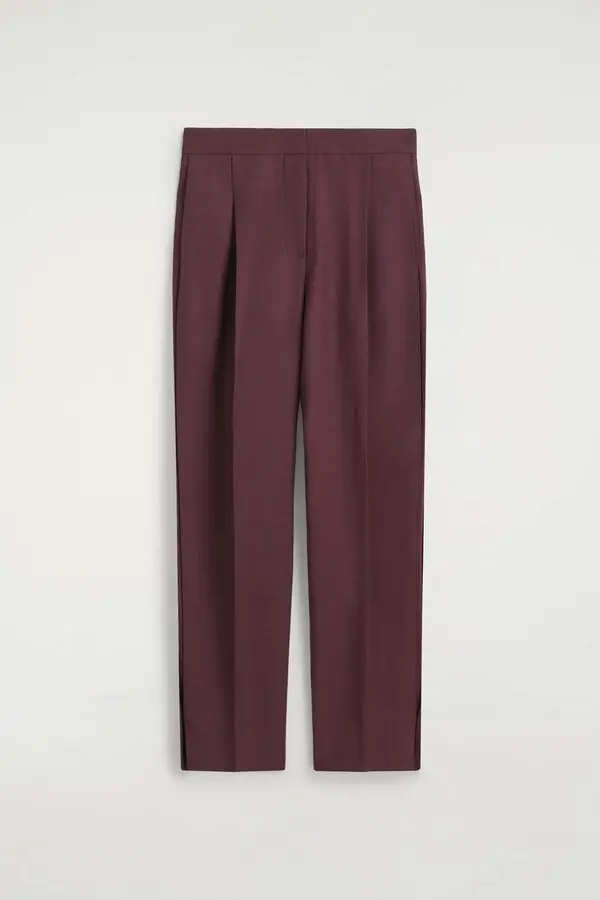 Cos Pleated Panel Straight-leg Wool Blend Trousers - Red