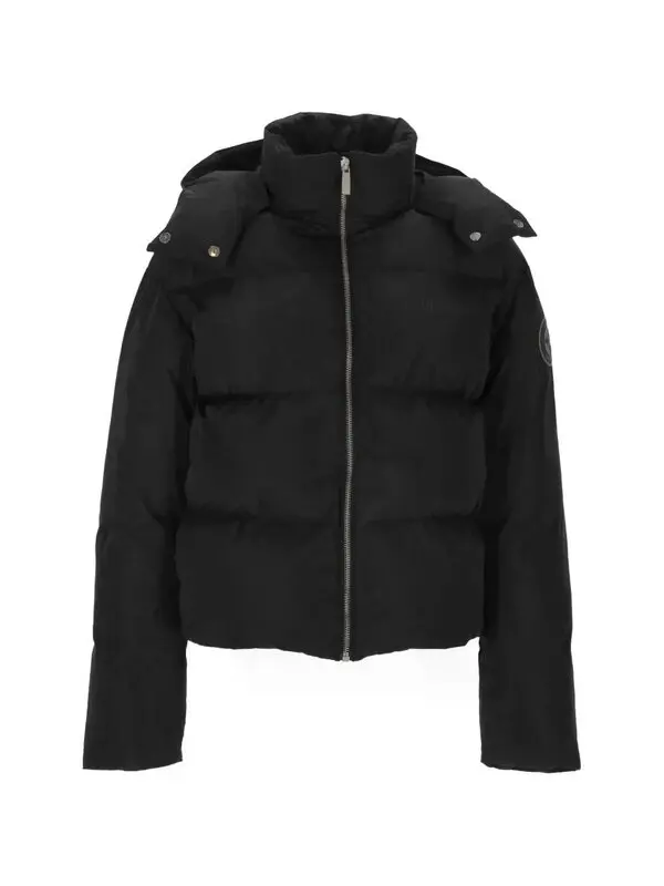Off-White Quilted Hooded Jacket With Logo Detail - Black