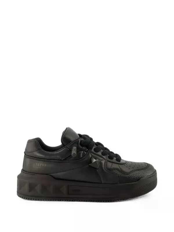 Valentino Garavani One Stud Xl Nappa Leather Low-top Sneakers - Black