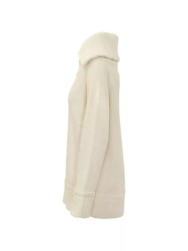 Victoria Beckham Ribbed Knit Sweater With Wide Collar