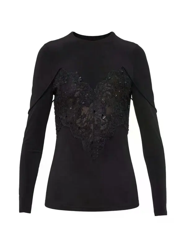 NISSA Tencel And Wool Lace Corset Top