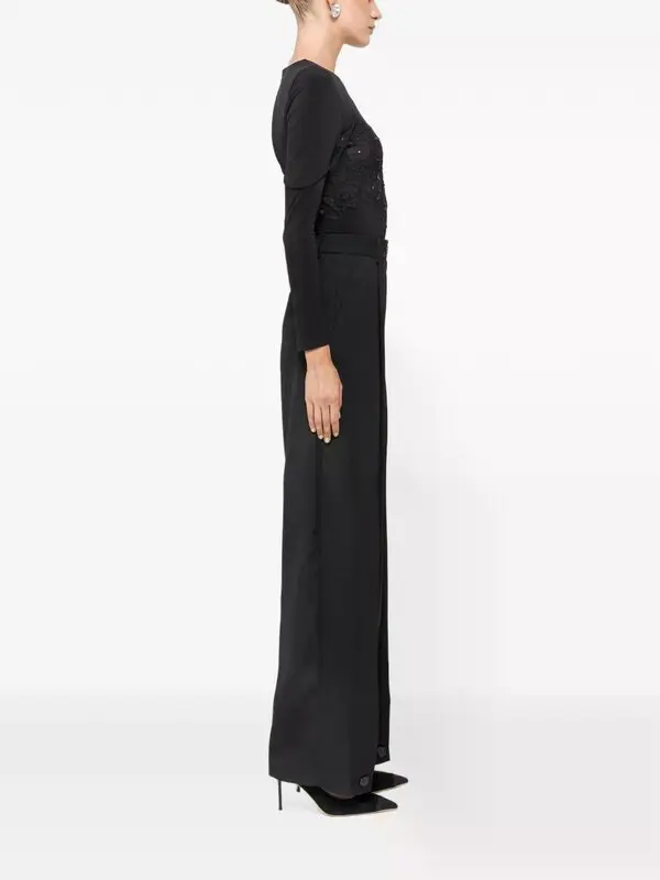 NISSA Tencel And Wool Lace Corset Top
