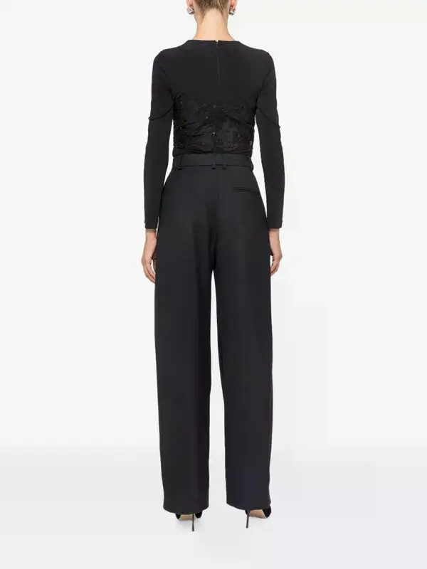 NISSA Tencel And Wool Lace Corset Top