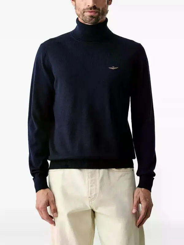 AERONAUTICA MILITARE Roll-neck Embroidered Sweater