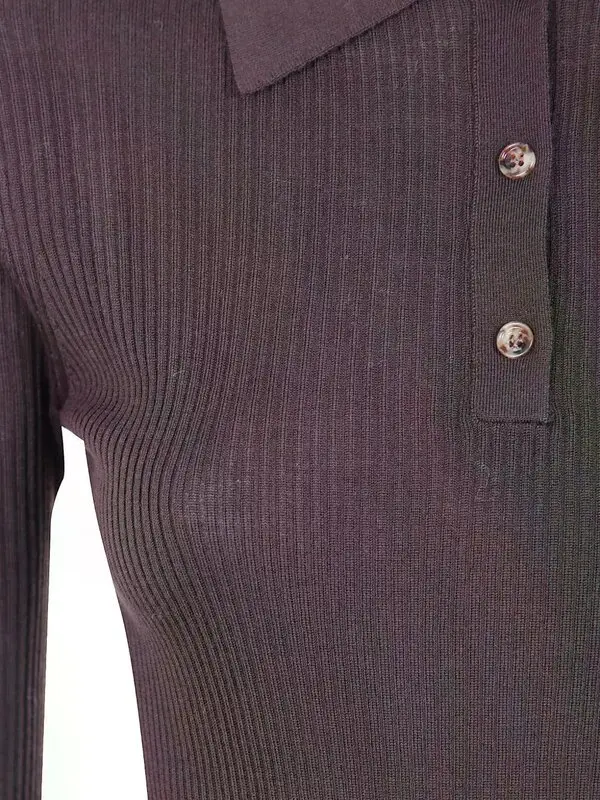 JCSOPHIE Ribbed Knit Polo Sweater