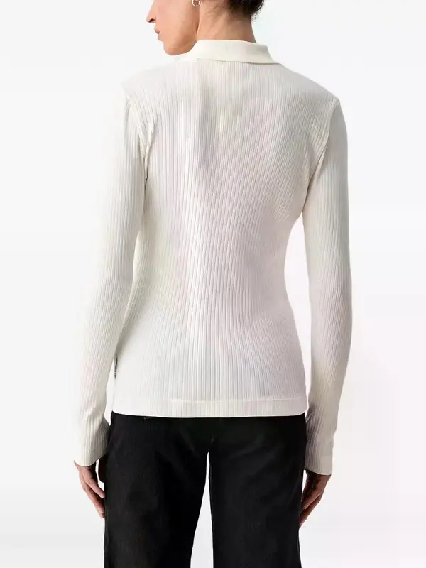 Marc O'polo Ribbed-knit Long-sleeve Polo Shirt