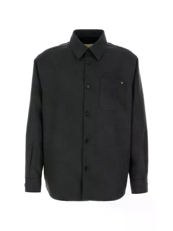Valentino Garavani Jacket In Nylon Gabardine With Vgold - Grey