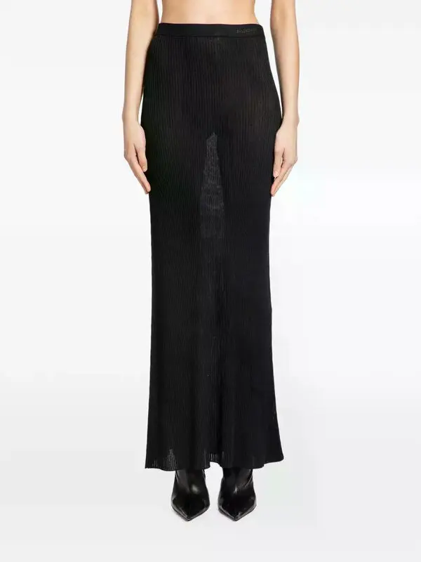 Balenciaga Sheer Rib-knit Skirt - Black