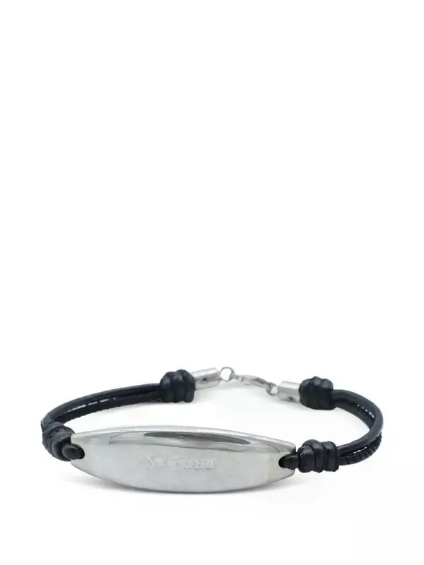 Saint Laurent Cord Bracelet In Leather And Tone Metal