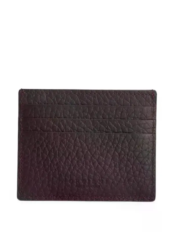Orciani Logo-plaque Pebbled-leather Cardholder - Red
