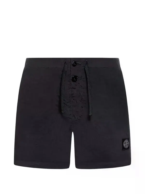 Stone Island Logo Patch Drawstring Shorts - Black
