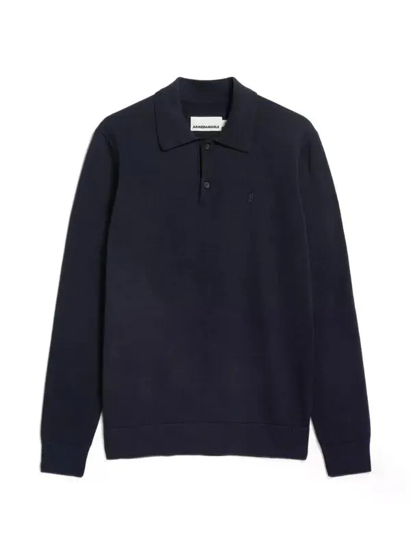 ARMEDANGELS Long-sleeve Polo Shirt - Blue